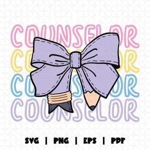 Coquette Counselor Svg Png, Counselor Pencil Coquette Bow Svg, Cute ...