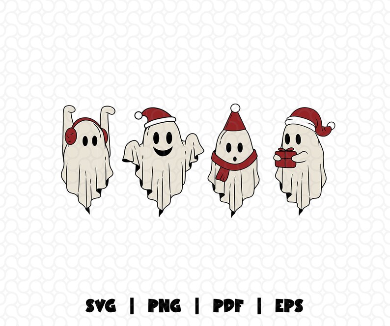 Retro Ghost Santa Png Retro Christmas Ghosts Png Christmas - Etsy