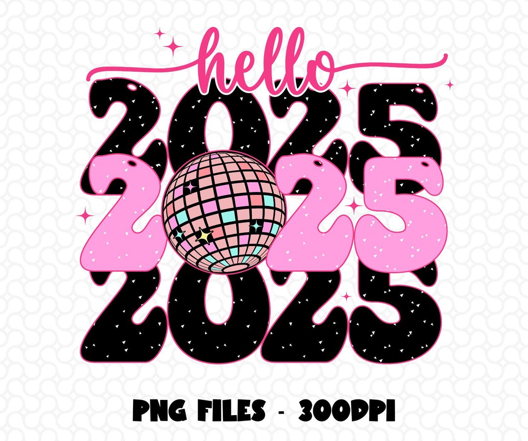 Happy New Year 2025 PNG, Disco Ball New Year's PNG , Retro Happy New ...
