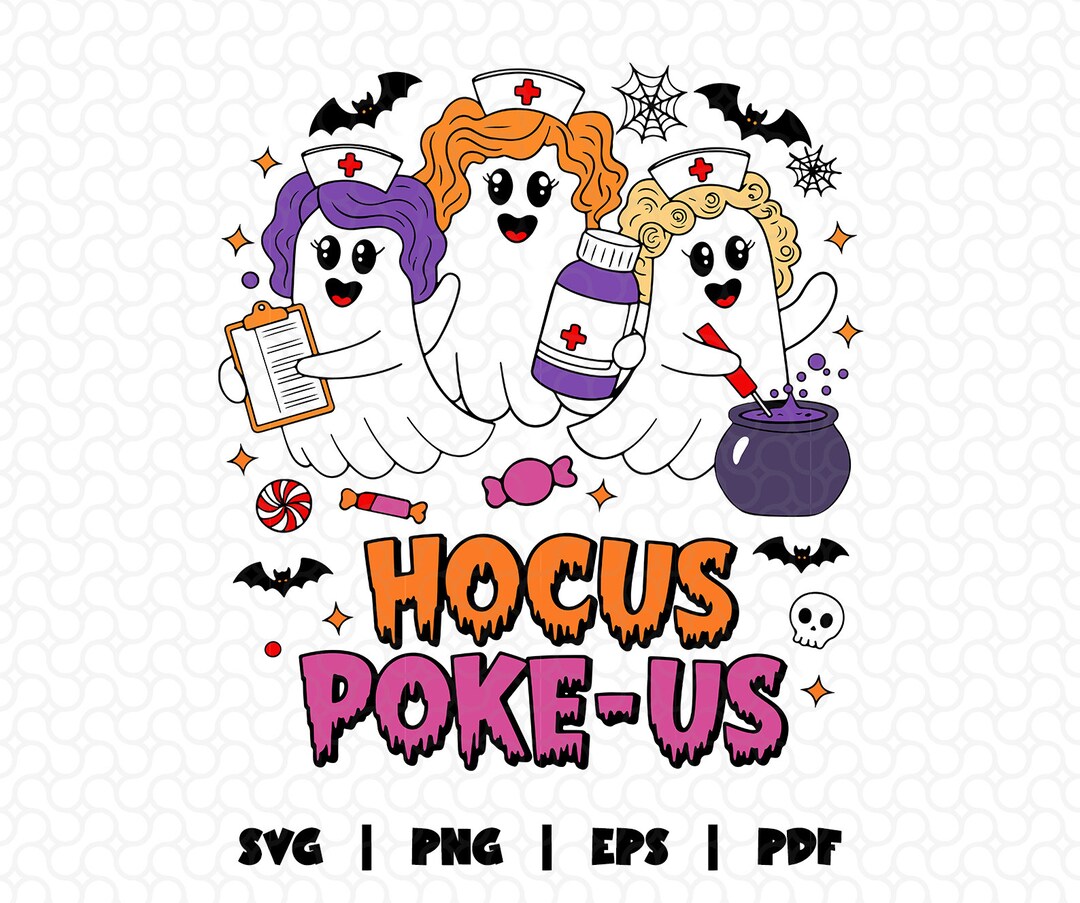 Hocus Poke-us Witch Nurse Halloween Png, Medical Lab Tech Halloween Svg, Spooky Health ...