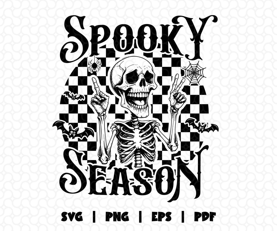Spooky Season Skeleton Svg Png, Retro Halloween Png, Funny Skeleton Png ...
