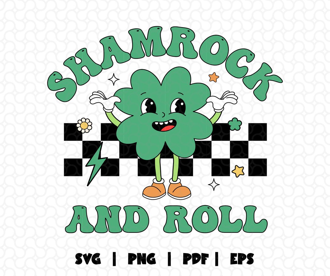 Shamrock and Roll Svg Png, Retro St Patricks Day Png, Happy Patrick's ...