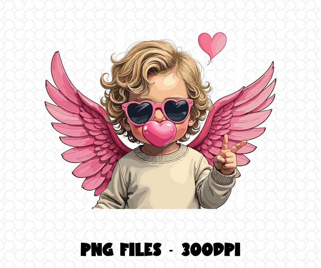 Retro Cupid Valentine Blowing Bubble PNG, Vintage Valentines Day PNG ...