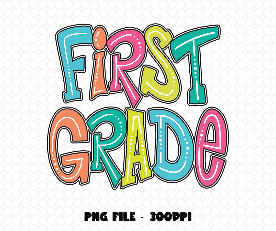 Cute First Grade Colorful Png, Bright Doodle Png, 1st Grade Png ...