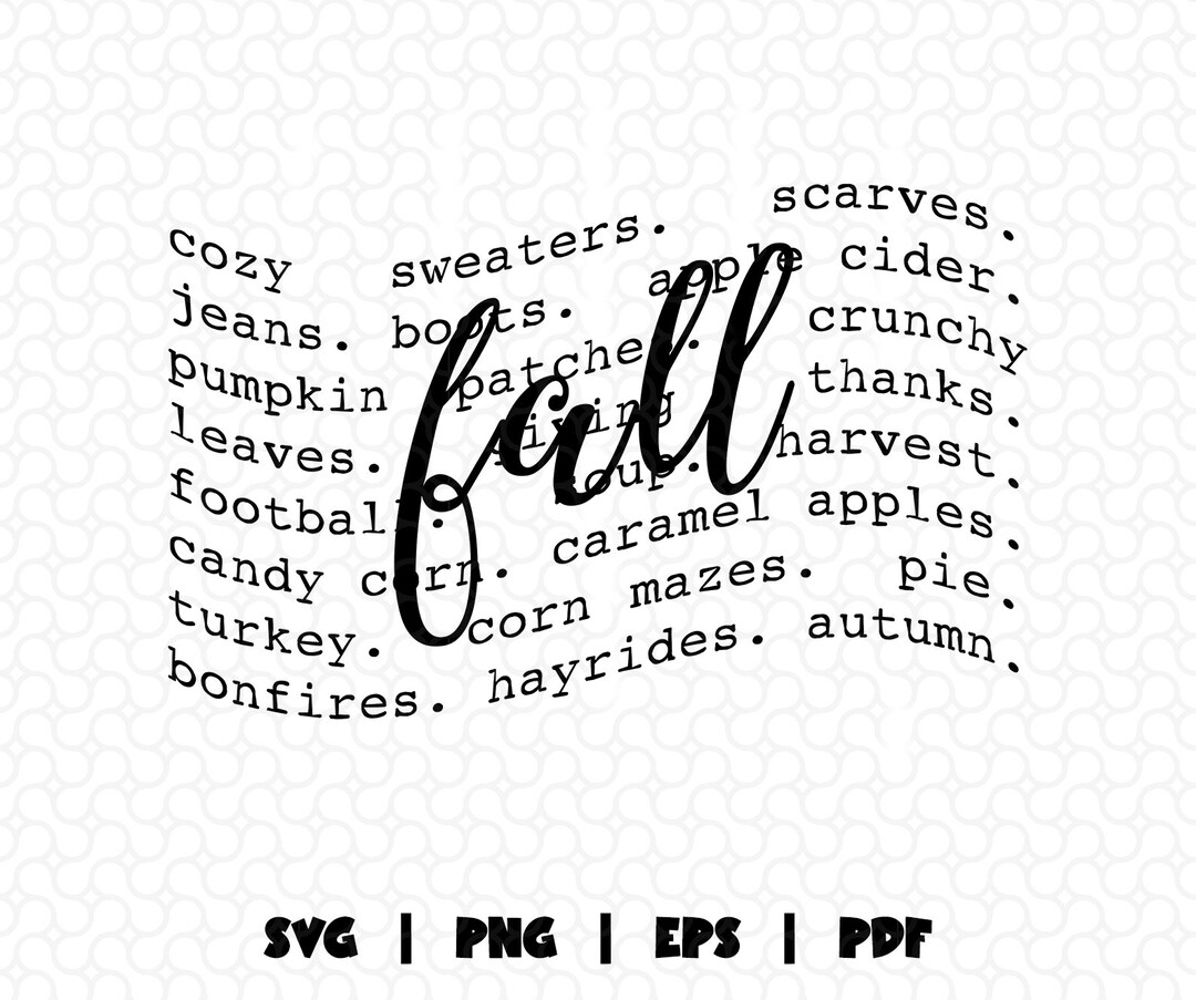 Fall Words Svg, Cozy Sweaters Svg, Scarves Etc Svg, Pumpkin Svg, Fall ...