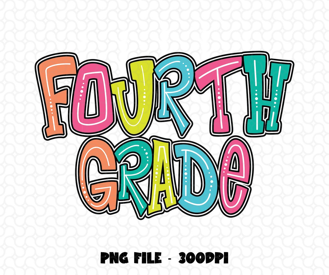 Cute Fourth Grade Colorful Png, Bright Doodle Png, 4th Grade Png ...