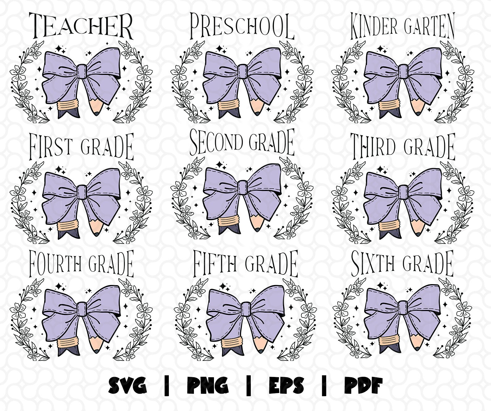 Bundle Teacher Pencil Coquette Bow Svg Png, Custom Name Teacher Png ...
