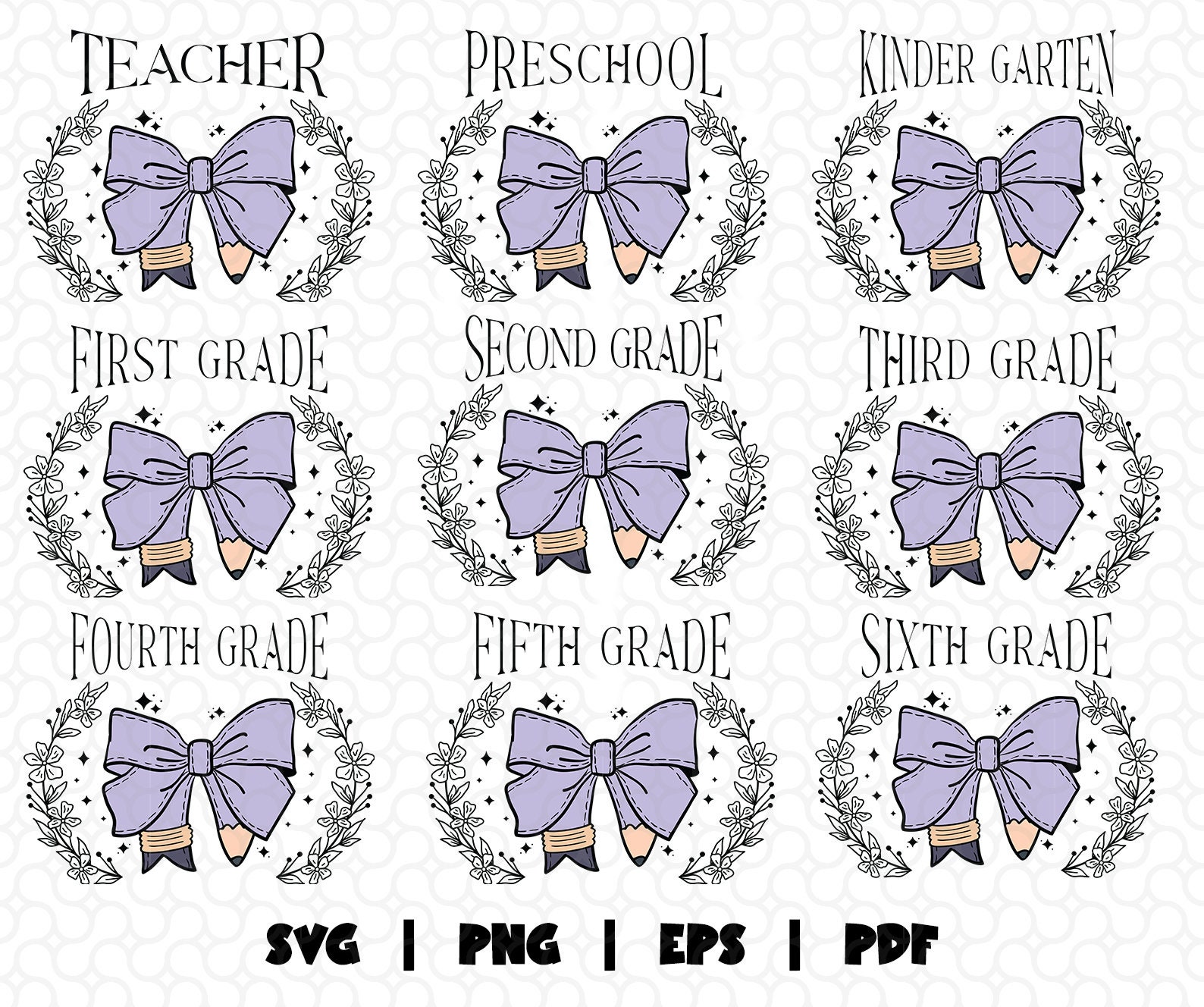 Bundle Teacher Pencil Coquette Bow Svg Png, Custom Name Teacher Png ...