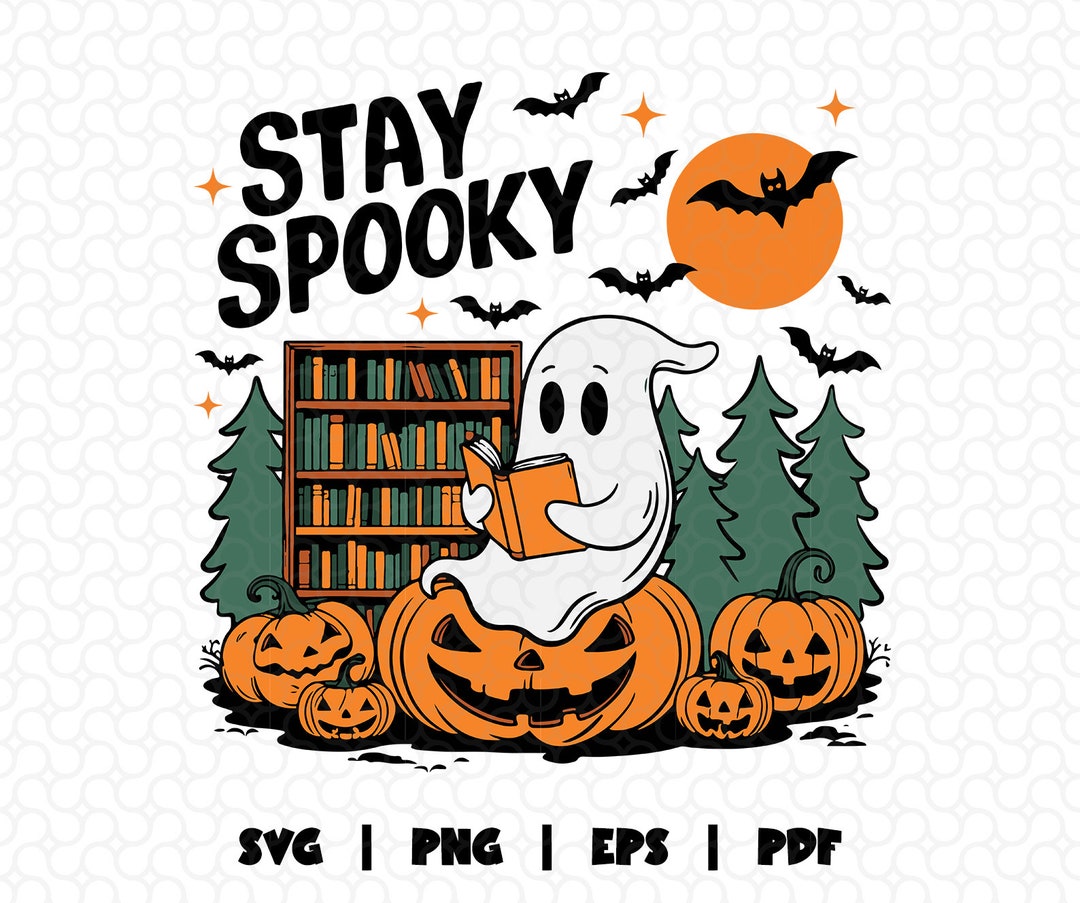 Halloween Ghost Reading Books Svg Png, Spooky Reader Png, Cute ...