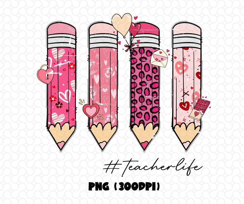Valentine Pencils Png, Teacher Valentine Png, Cute Pencil Png, Teacher ...
