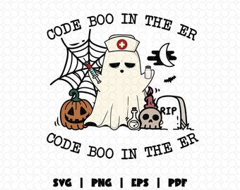 Code Boo in the Er Emergency Nurse Halloween Png, ER Nurse Halloween ...