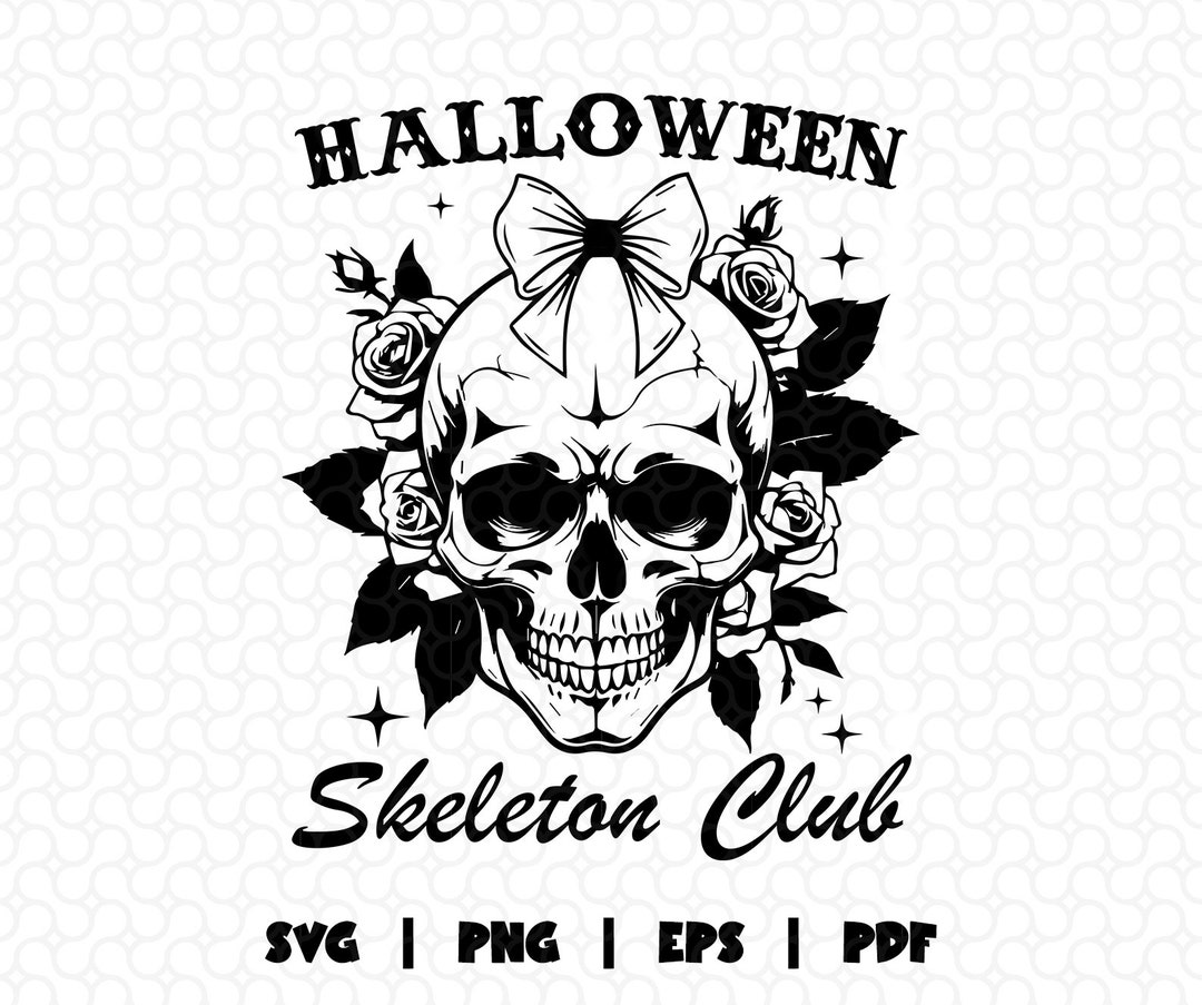 Scary Skeleton Social Club Svg Png, Coquette Halloween Svg, Halloween Png, Girly Halloween Svg ...
