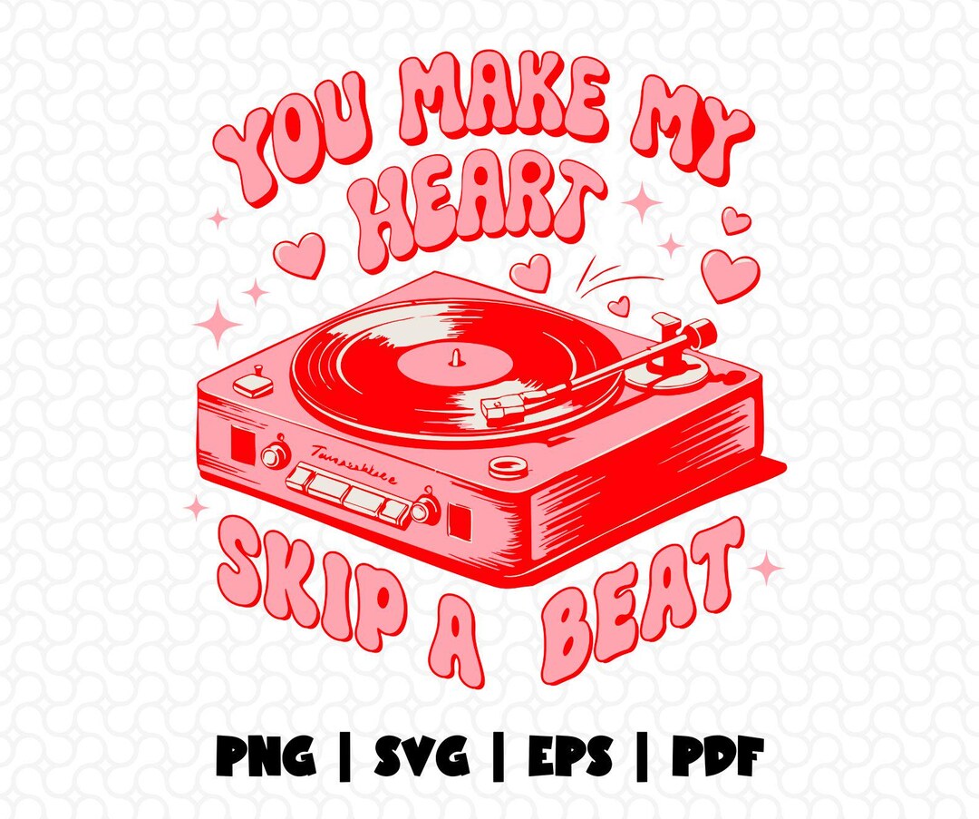 Heart Record Player Valentine PNG, Vintage Happy Valentines Day Png ...