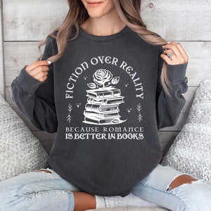 Fiction Over Reality Svg Png, Book Lover Svg, Books and Flowers Svg ...