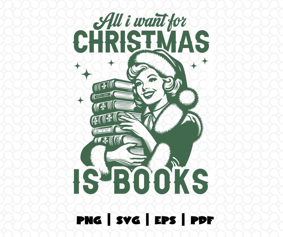 Vintage Christmas Books Png Svg, All Booked for Christmas is Books Png ...