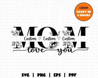 Mom Split Name Frame Svg, Mom Sunflower Svg, Mother's Day SVG, Custom ...