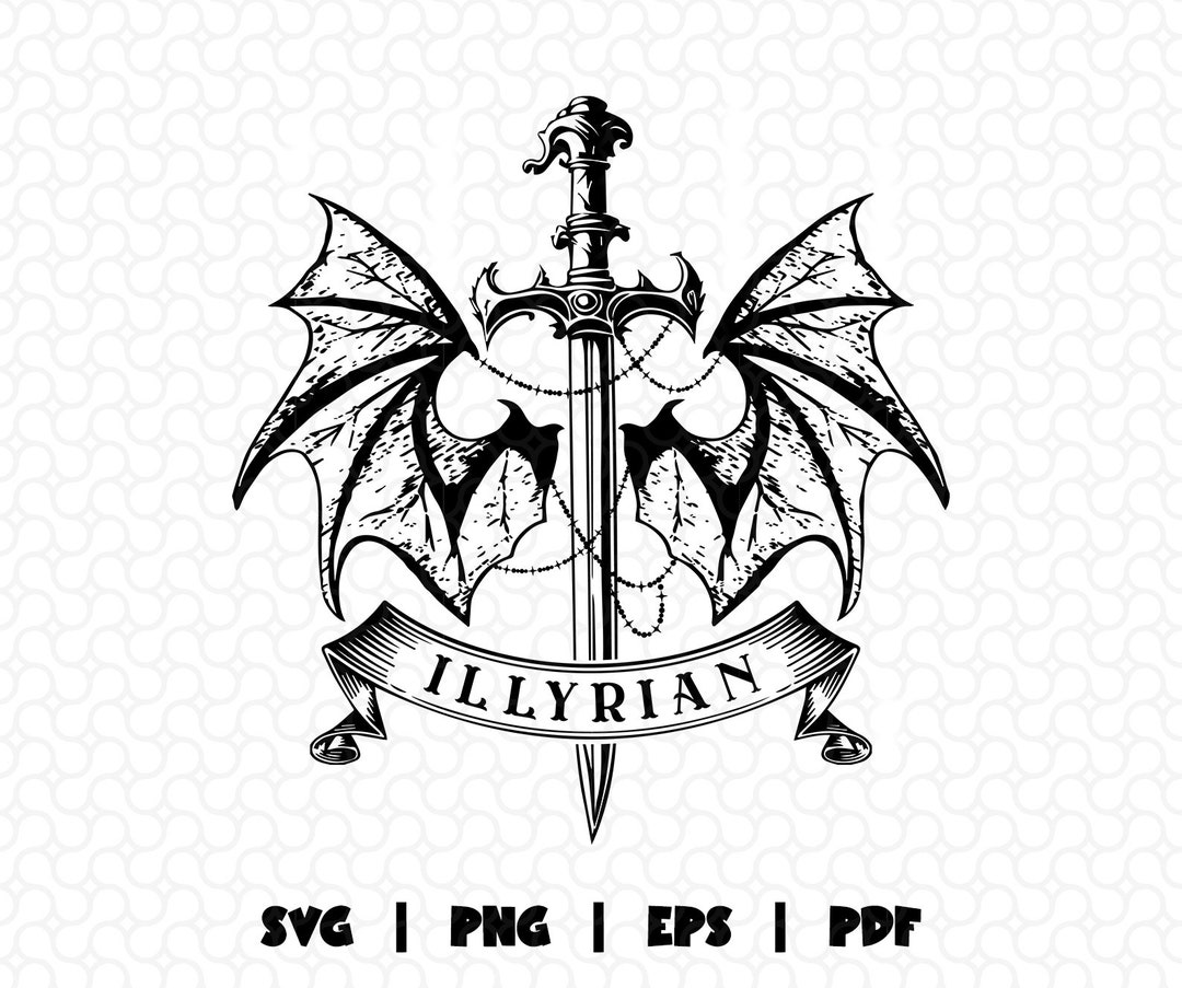 Illyrian Warrior Png Svg, Wingspan Svg, Sword Svg, Sarah J Maas Svg ...