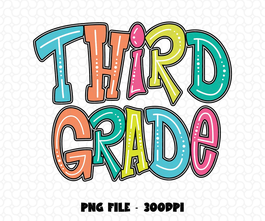 Cute Third Grade Colorful Png, Bright Doodle Png, 3rd Grade Png ...