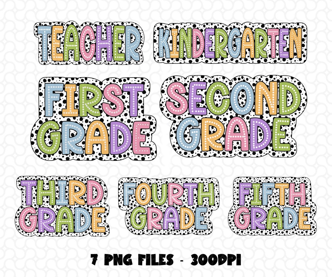 Teacher Dalmatian Dots Png Bundle, Dalmatian Teacher Png, First Grade ...