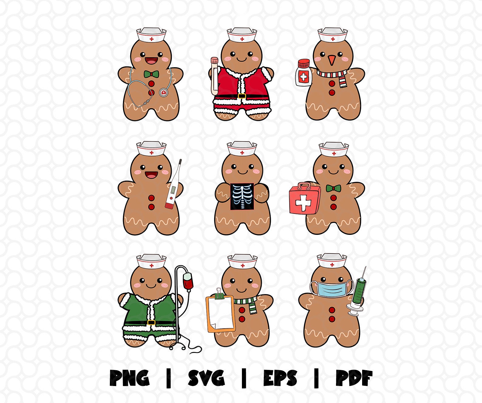 Nurse Gingerbread Men Svg Png, Nurse Christmas Png, Cute Nurse ...
