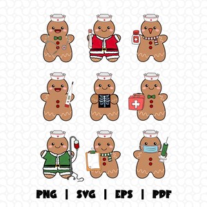 Nurse Gingerbread Men Svg Png, Nurse Christmas Png, Cute Nurse ...