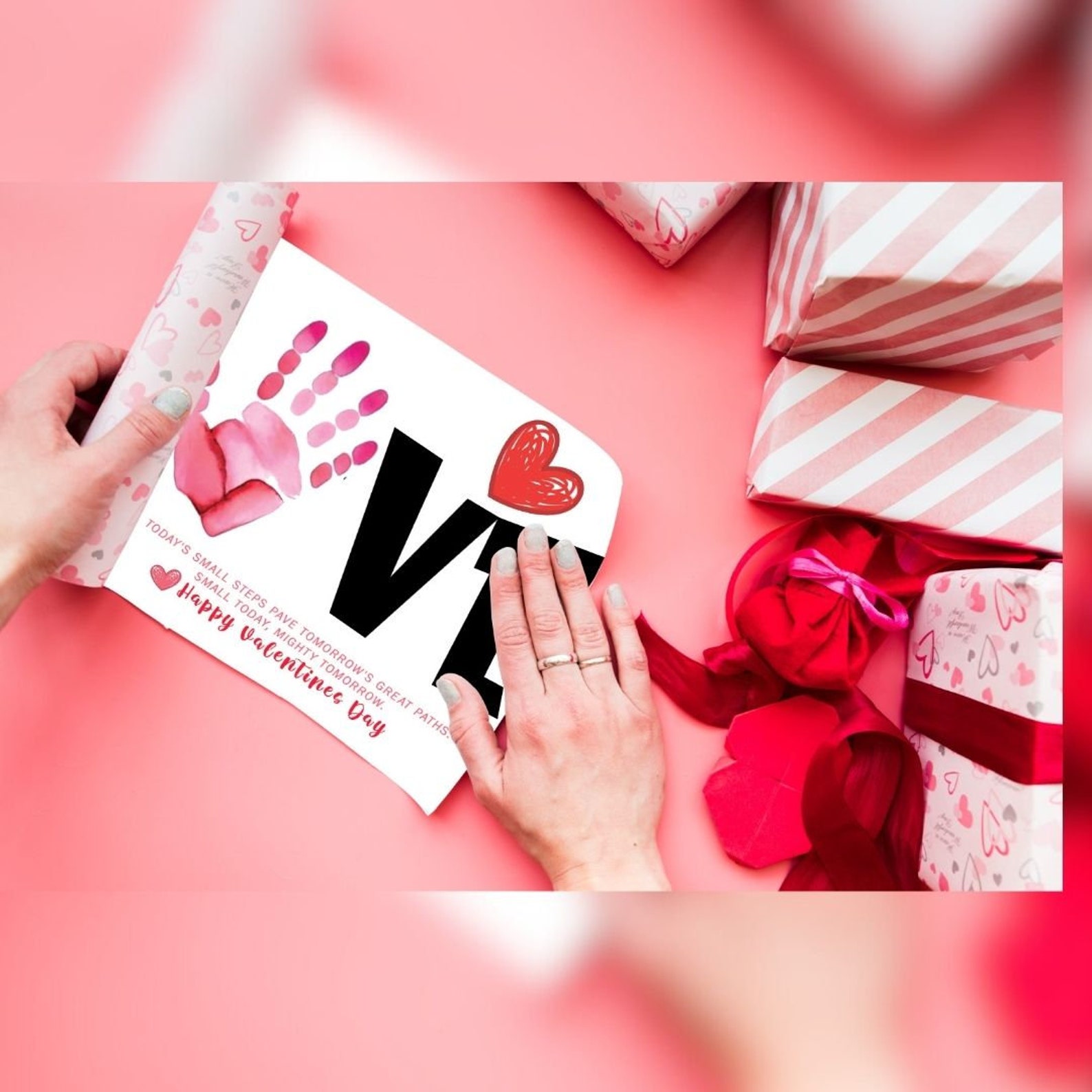 Valentine's Day Handprint Craft, Kids Keepsake Art, Toddler Preschool ...