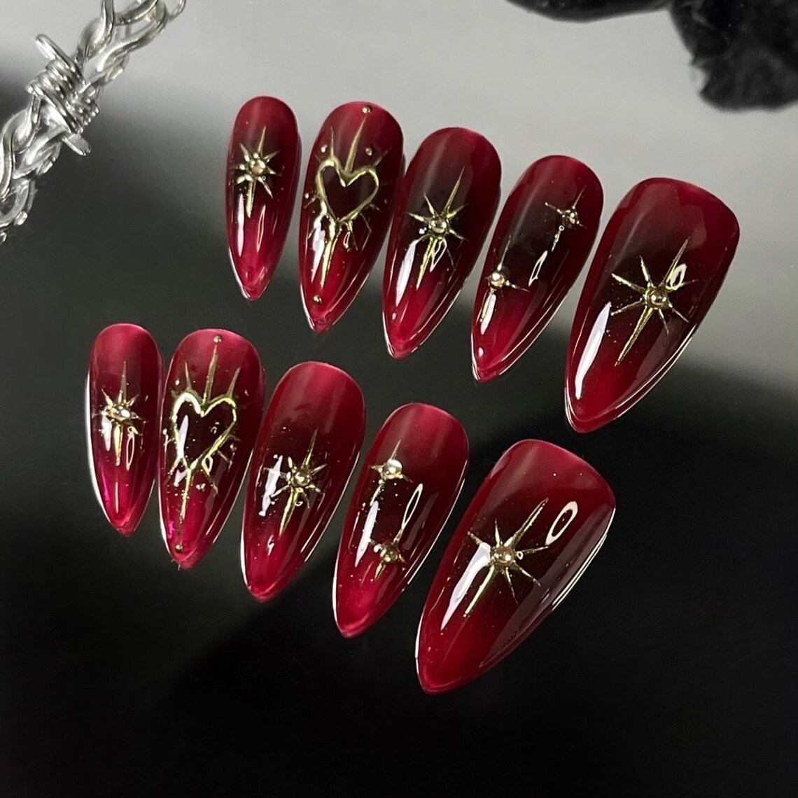 Reusable Dark Red Set I Premium Press-on Nails - Etsy