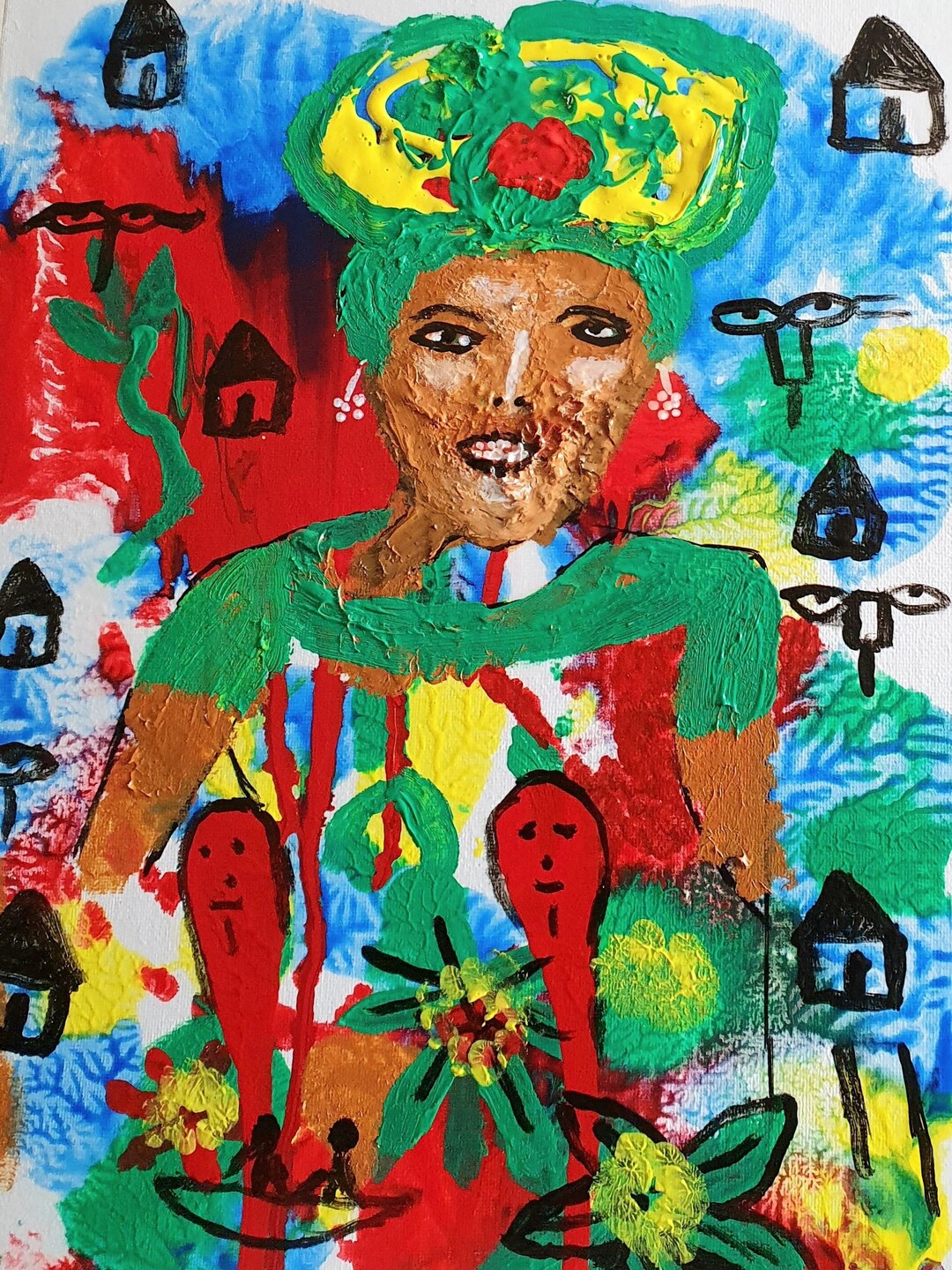 106 summer Ecstasy Acrylic Painting on Cardboard Canvas. 30 40 Cm Mixed ...