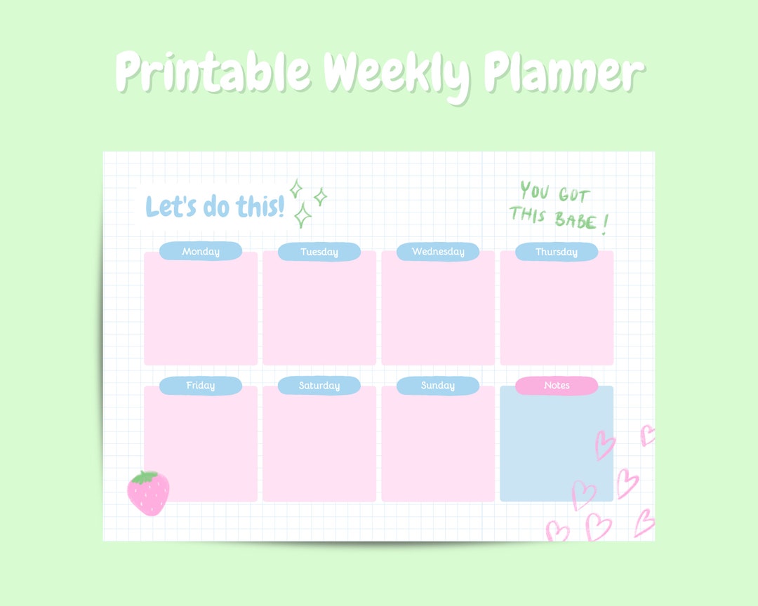 Weekly Planner Printable PDF Digital Download A4 I Weekly - Etsy