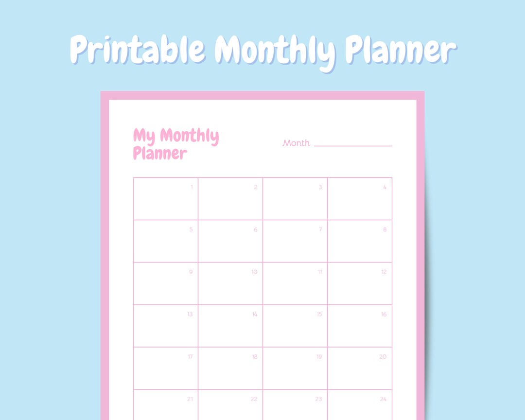 A4 Printable Monthly Planner PDF Digital Download Monthly - Etsy