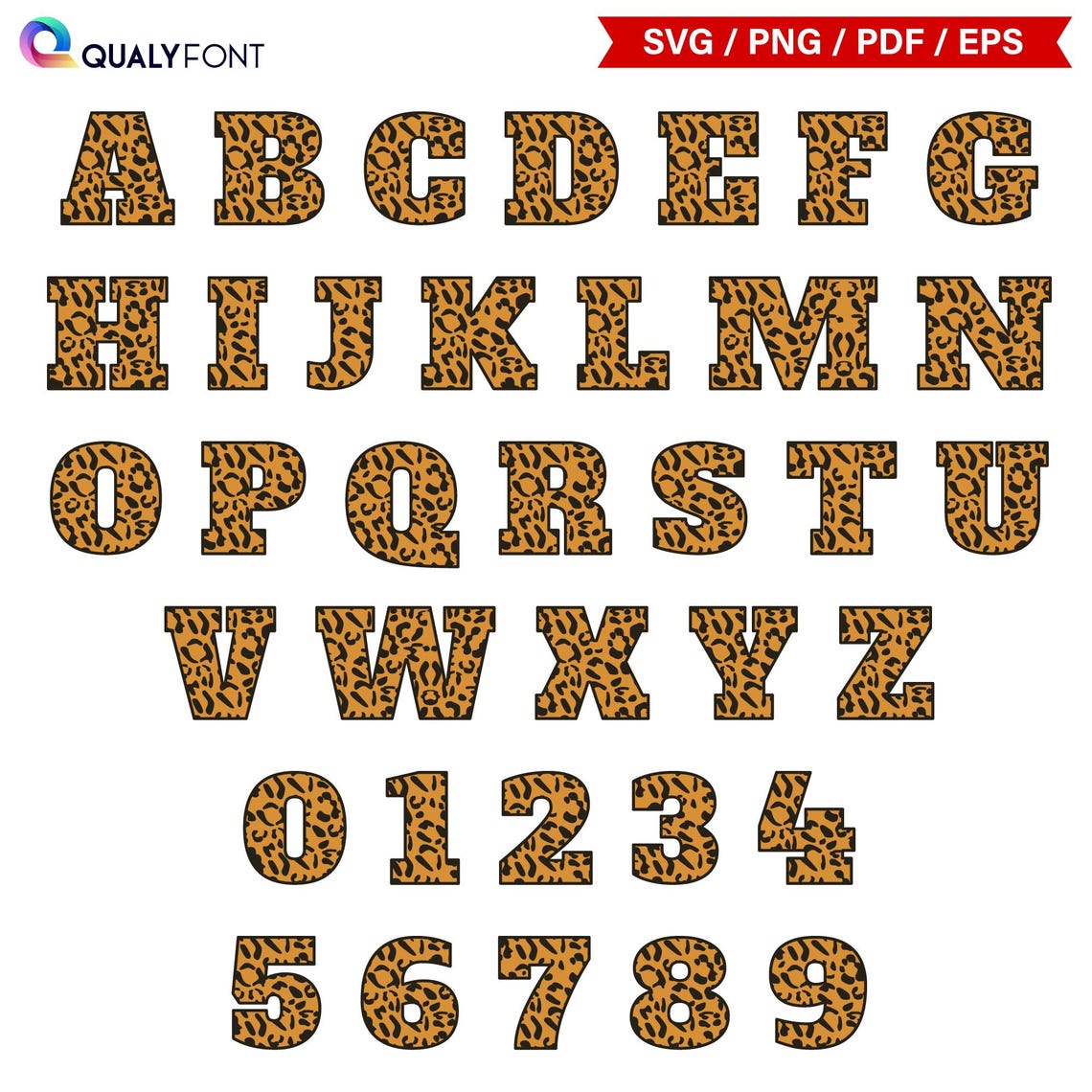 CHEETA/ Cheetah Font Svg, Png, Eps, Pdf, Leopard Skin Pattern Alphabet ...