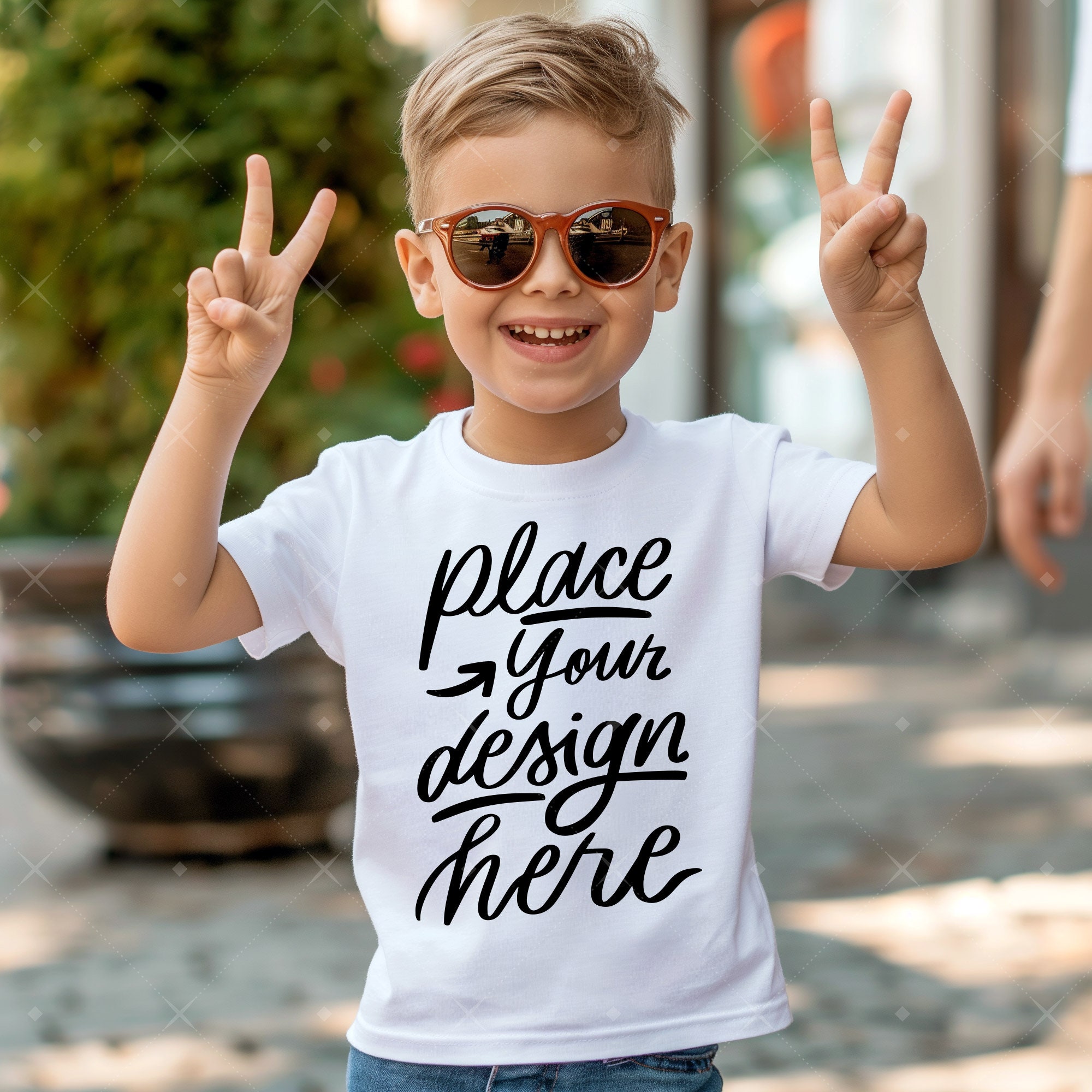 Boy Tshirt Mockup White Bella Canvas 3001T Boy Mockup Kids Model Mockup ...
