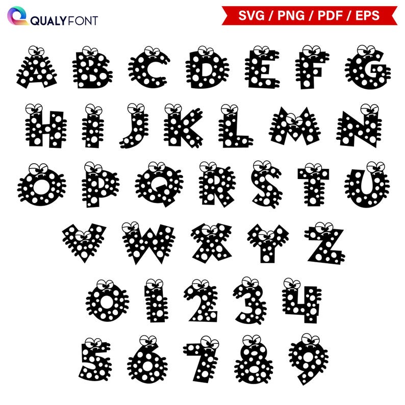 VIRUS FONT/ Funny Eyed Font Svg, Png, Eps, Pdf, Microscope Life, Micro ...