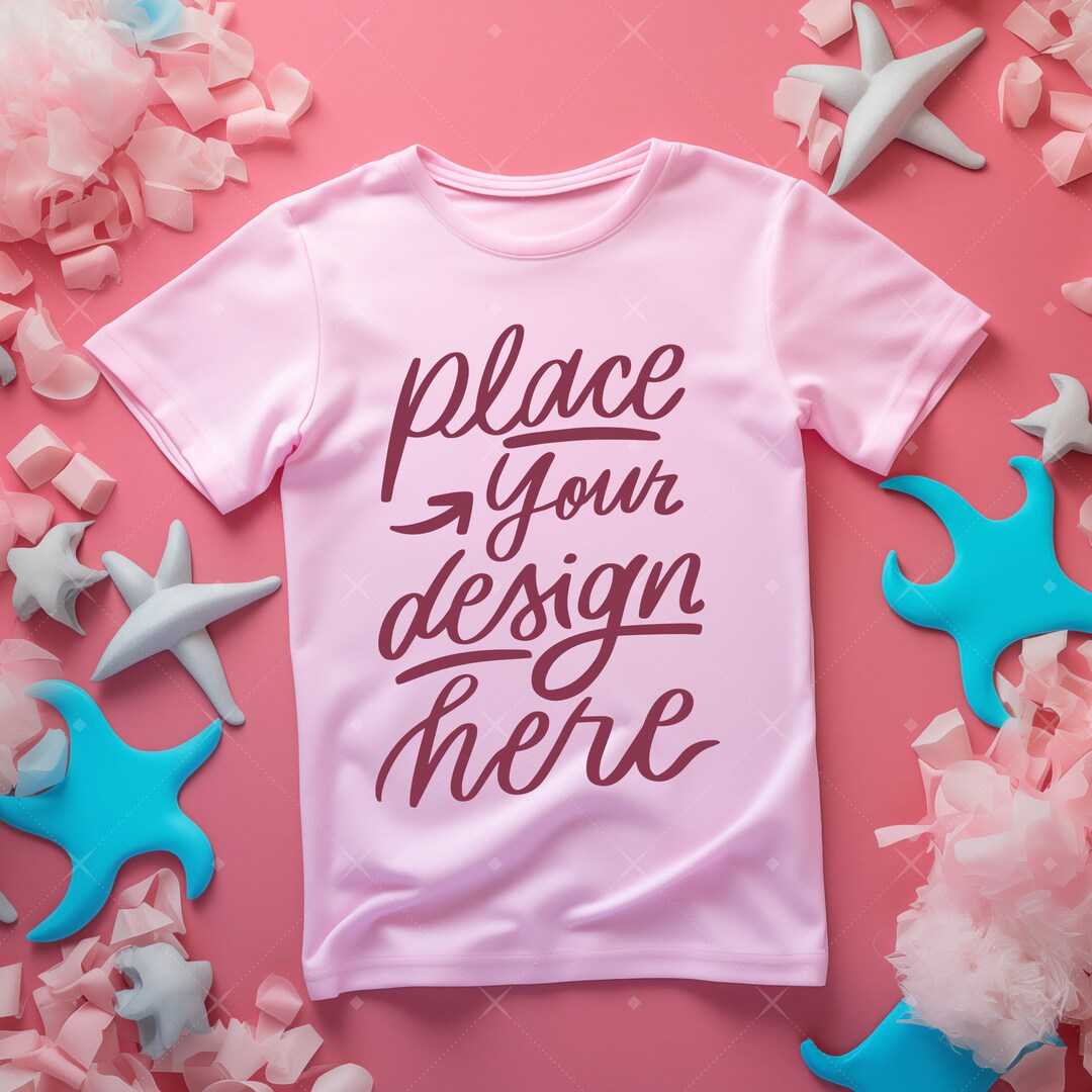 Blank Pink T-shirt Mockup, Flat Lay Tshirt Mockup, Kids Pink Tshirt ...