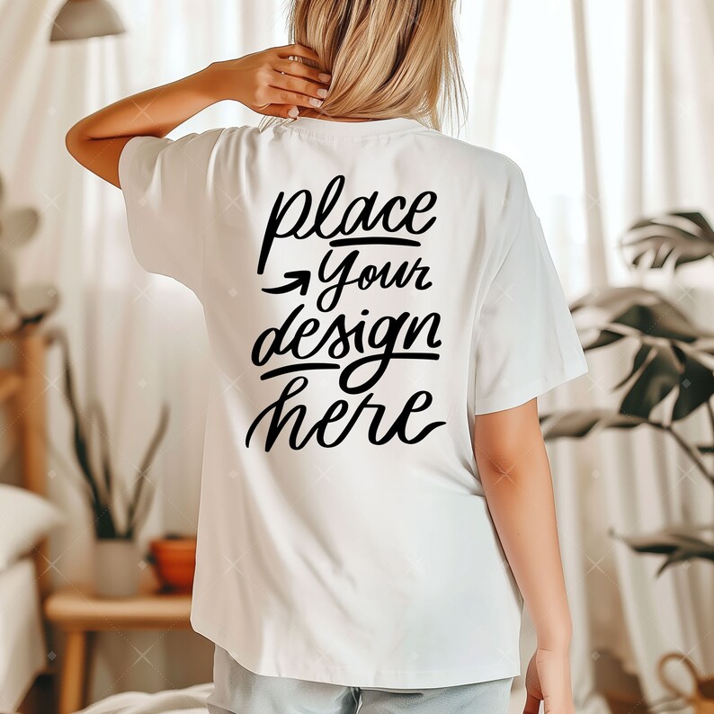 White Comfort Colors Back View Mockup Woman Model Tshirt Mock up ...