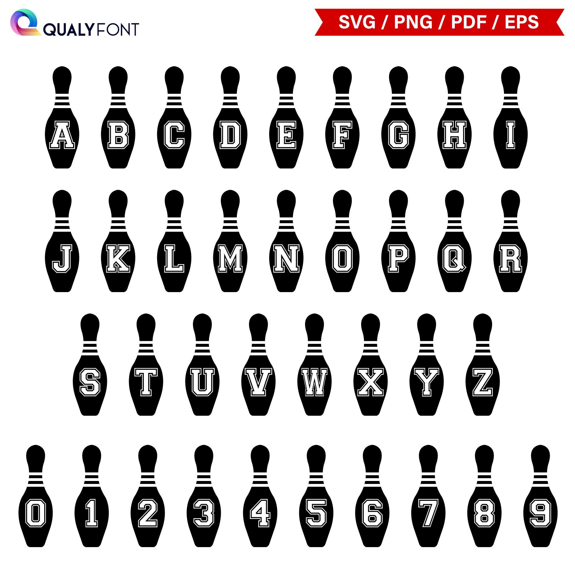 BOWLING/ Bowling Font Svg, Bowling Pin Letters & Numbers, Bowling ...