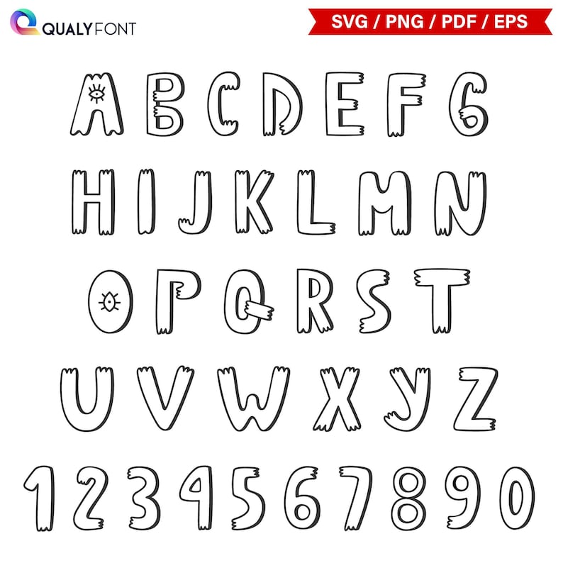 MUSHY MONSTER/ Monster Font Otf, Svg, Png, Eps, Pdf, Cute Monster Font ...
