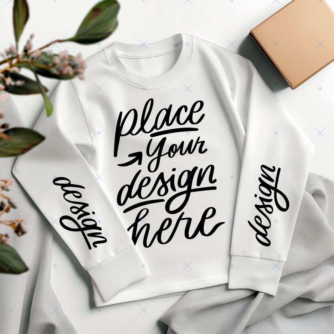 Tshirt Mockup With Folded Sleeves Mockup White Sweatshirt Mockup Unisex ...