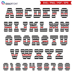 FIREMAN FONT Svg, Png, Eps, Pdf, Thin Red Line Font Svg, Alphabet ...