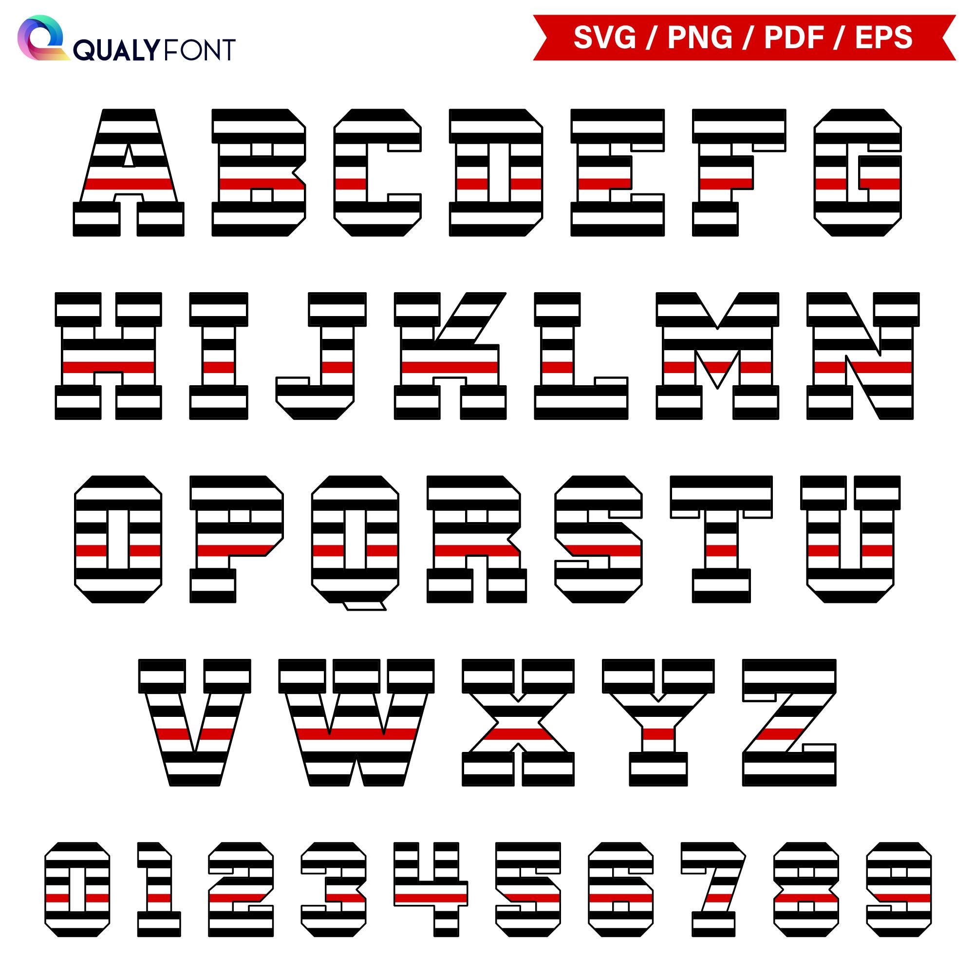 FIREMAN FONT Svg, Png, Eps, Pdf, Thin Red Line Font Svg, Alphabet ...