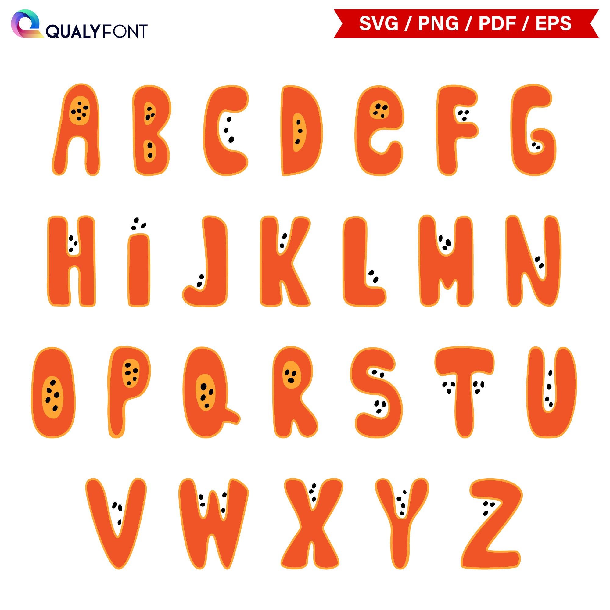 PAPAYA/ Papaya Font Svg, Png, Eps, Pdf, Fruit Font Svg, Orange With ...