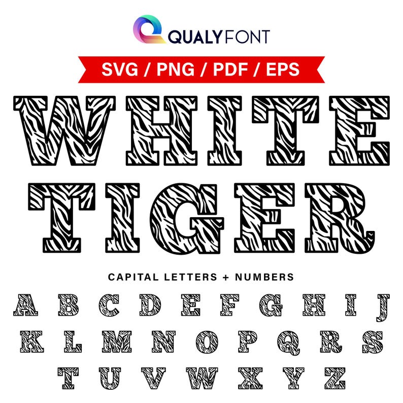 WHITE TIGER/ Tiger Font Svg, Png, Eps, Pdf, Sports Projects, Custom ...