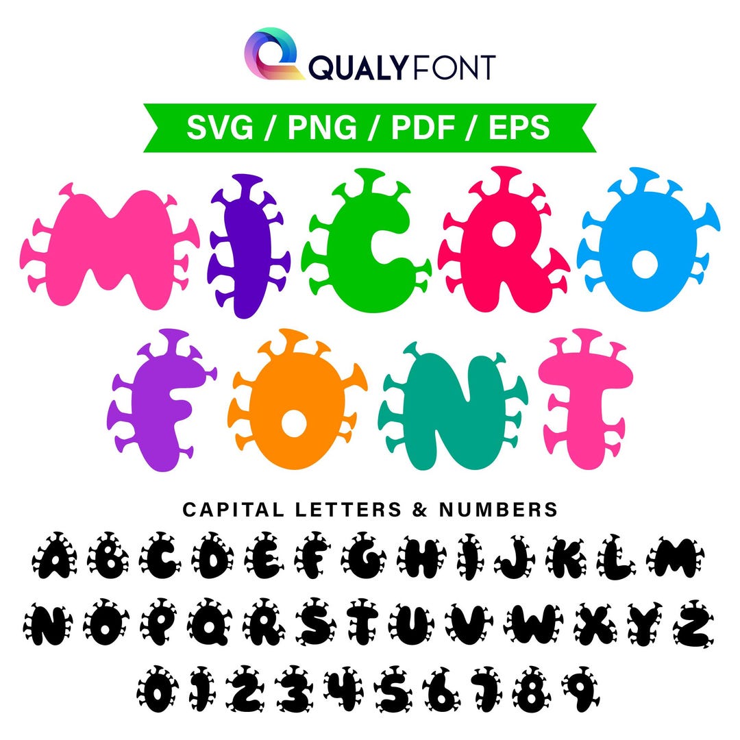 MICRO Font/ Microbe Font Svg, Png, Eps, Pdf, Funny Kids Fonts, School ...