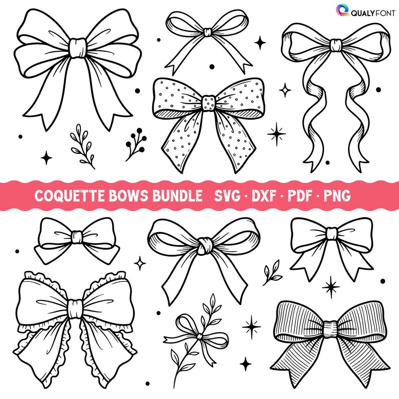 Coquette Bow SVG, PNG, Preppy Bows Bundle, Girly Esthetic Designs ...