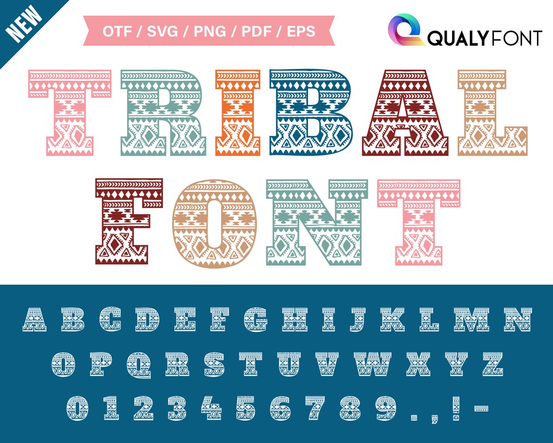 TRIBAL FONT Ethnic Pattern Alphabet Otf Svg Png Letters & - Etsy