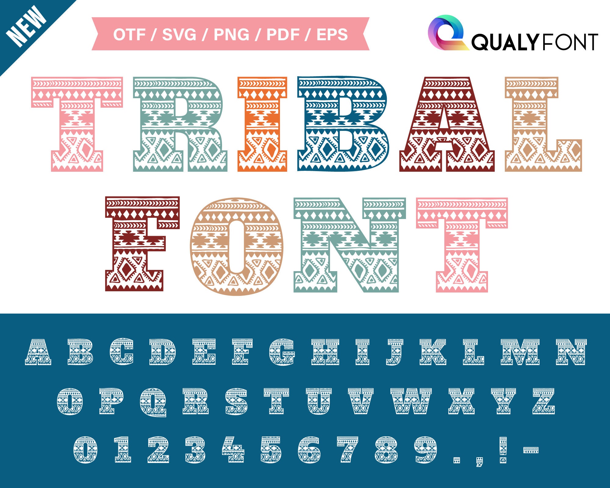 TRIBAL FONT Ethnic Pattern Alphabet Otf Svg Png Letters & - Etsy