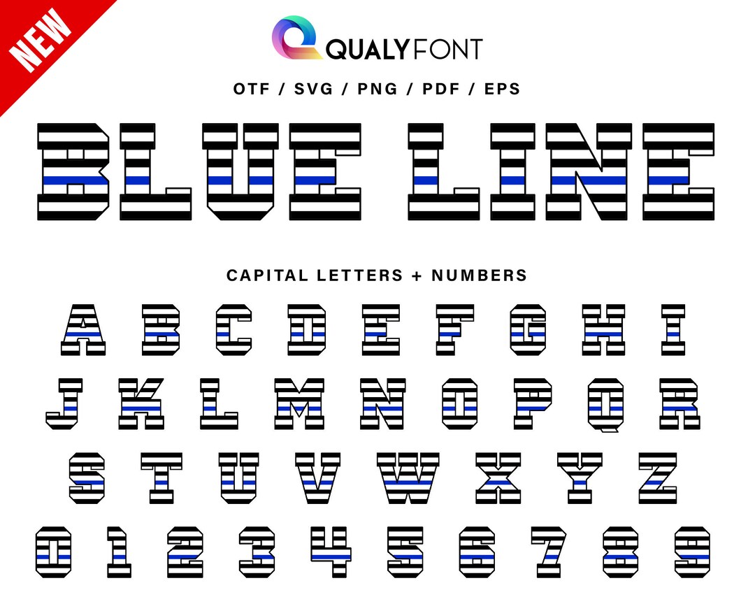 BLUE LINE Font Otf Svg Png Policeman Monogram Police - Etsy