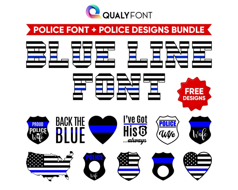 BLUE LINE, Police Font Otf Svg Png Letters & Numbers, Policeman ...