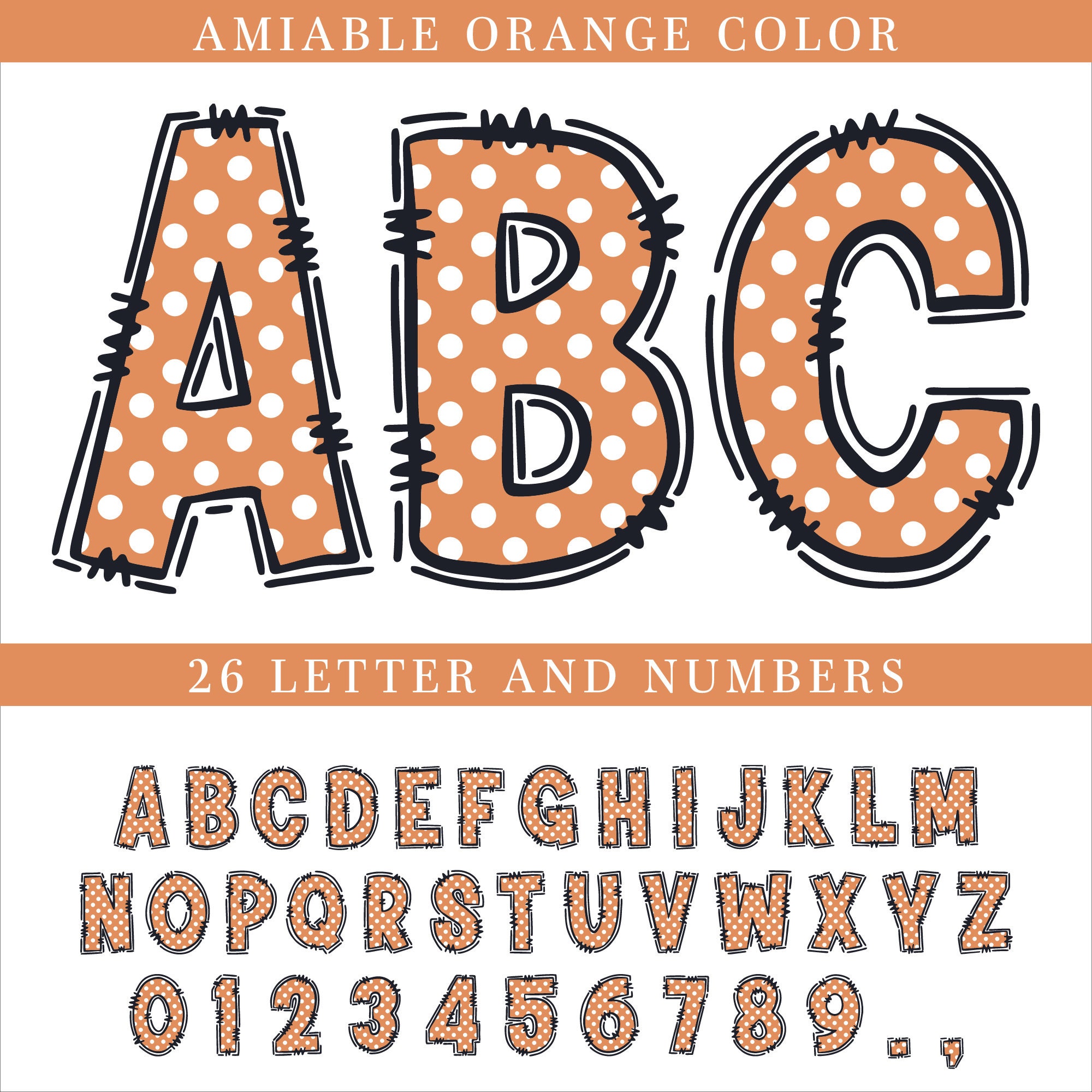 Polka Dot Doodle Alpha PNG, SVG, PDF, Dotted Font, Customization ...