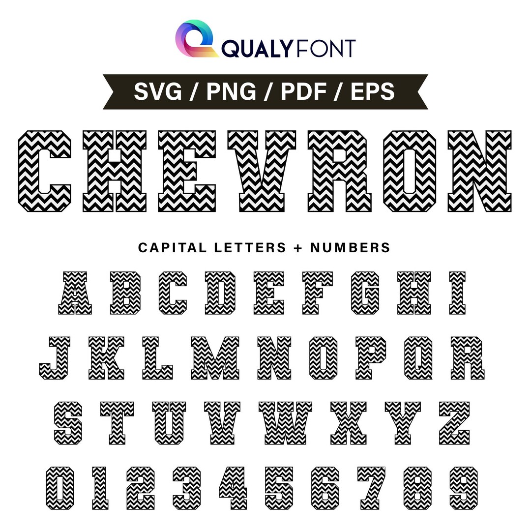 CHEVRON/ Chevron Font Svg, Png, Eps, Pdf, Black Chevron Alphabet ...